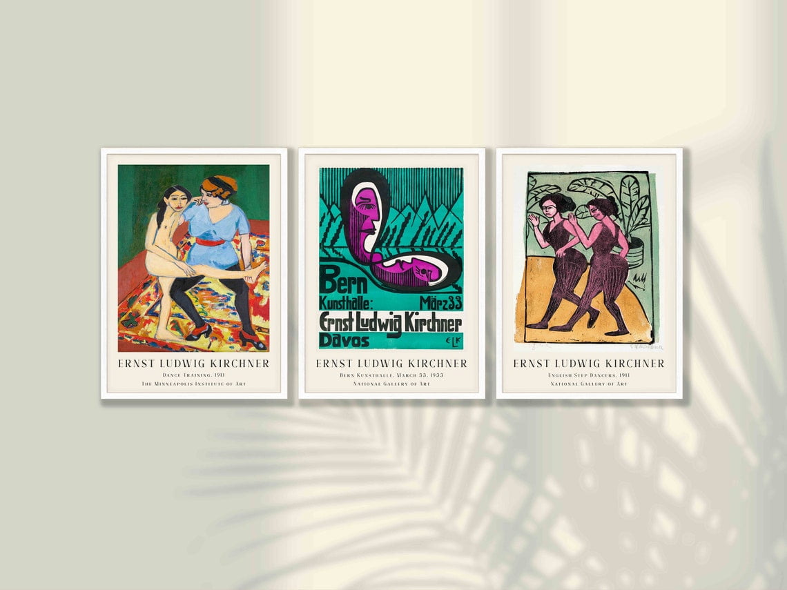 UNFFRAMED Ernst Ludwig Kirchner Expressionist Art Poster Set, Museum ...