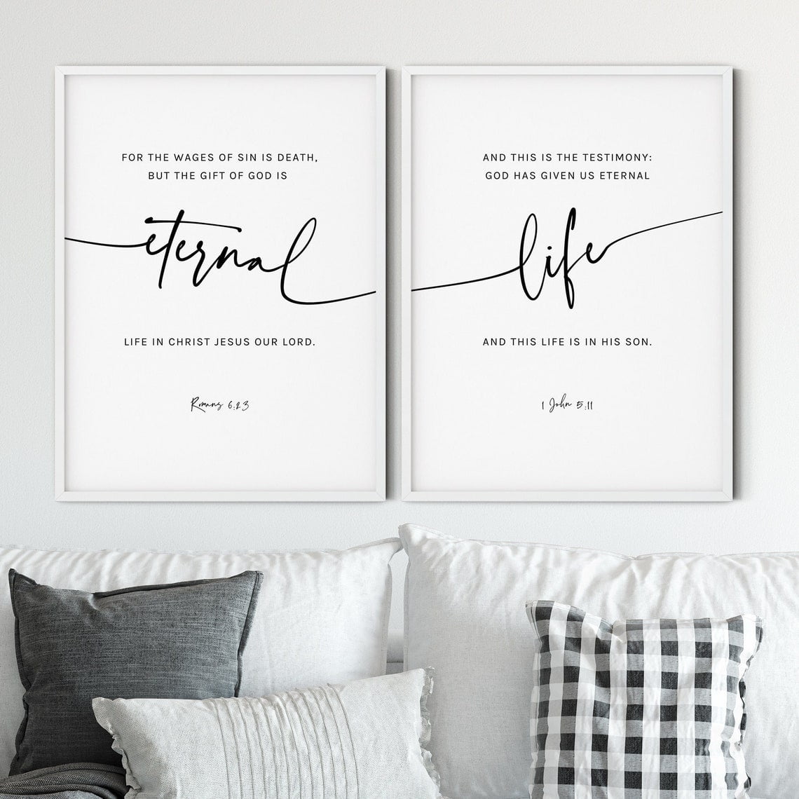 UNFFRAMED Eternal Life Bible Verse Wall Art Set Of 2, Modern Scripture ...