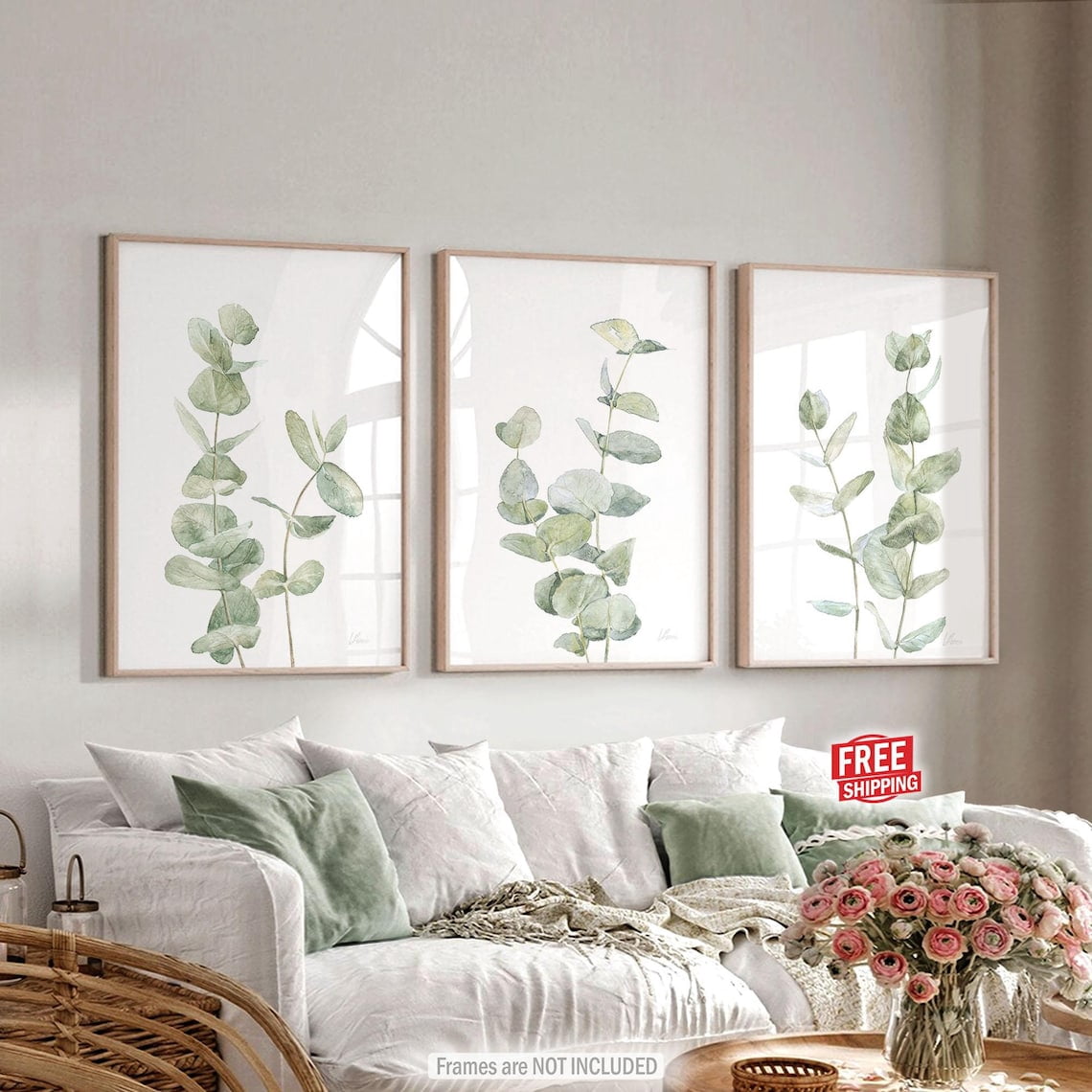 UNFFRAMED Eucalyptus Posters Bathroom Wall Decor Farmhouse Botanical ...
