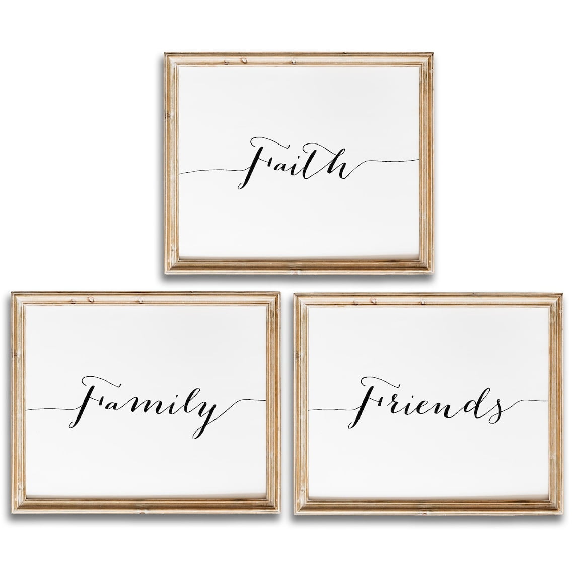 UNFFRAMED Faith Family Friends Art Posters Linen Texture Set 3 Prints ...