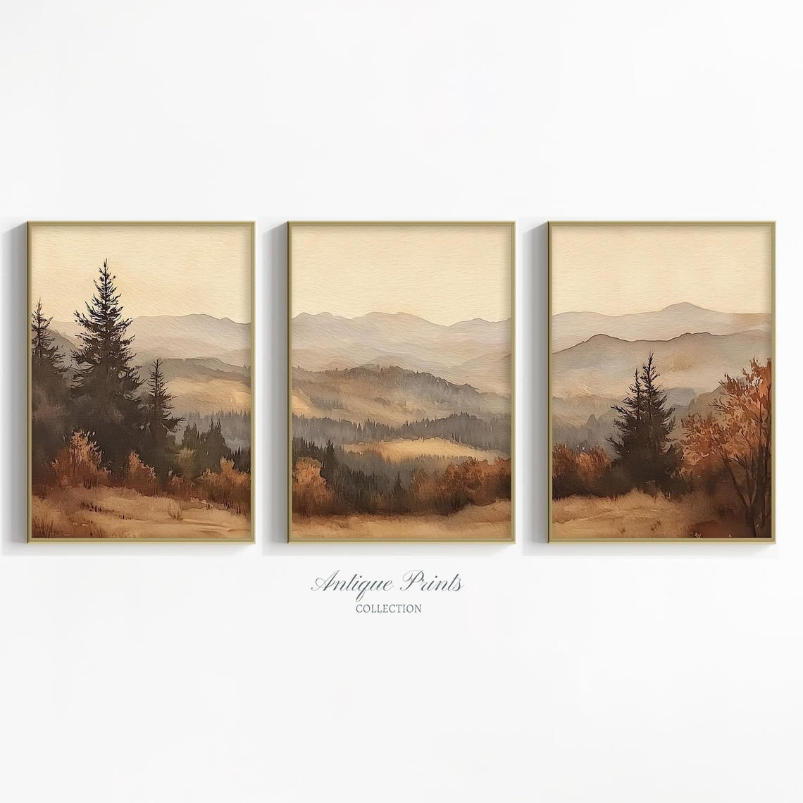 UNFFRAMED Fall Forest 3 Pieces Wall Art, Mountain Landscape Set Split ...