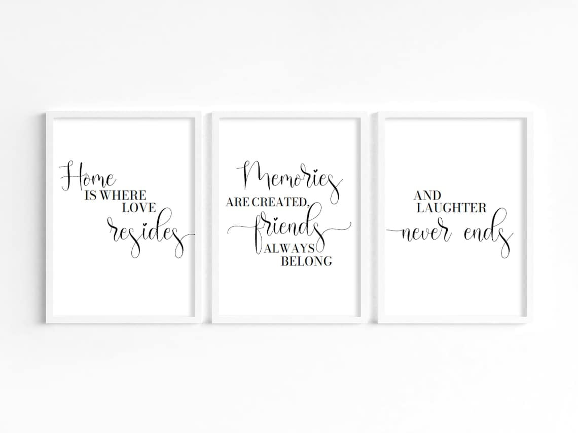 UNFFRAMED Family Quote Posters Set, Minimalist Home Decor, Feather ...