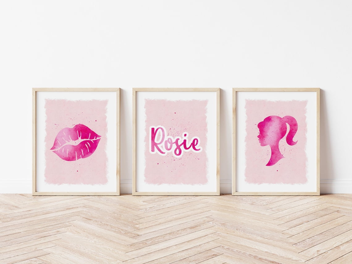 UNFFRAMED Fashionista'S Dream Posters - Set Pink Wall Art For Girls ...
