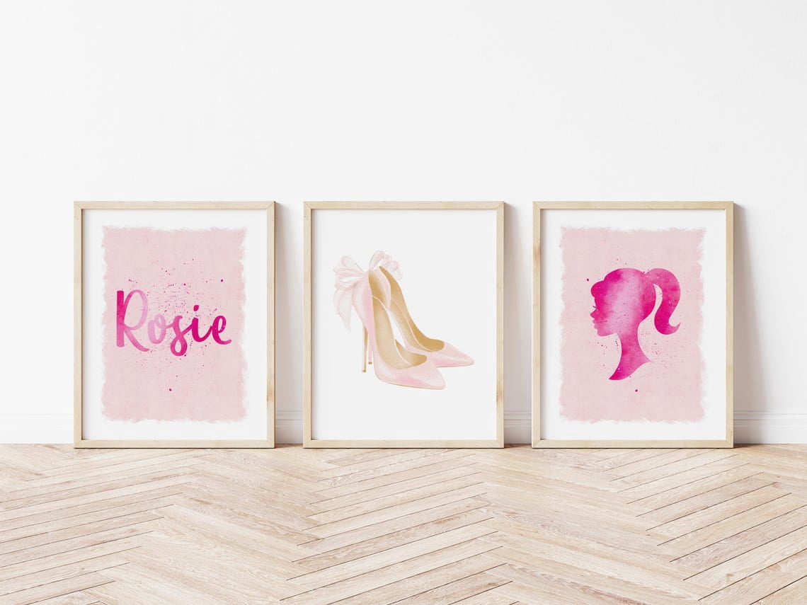 UNFFRAMED Fashionista'S Dream Posters - Set Stylish Pink Fashion Wall ...