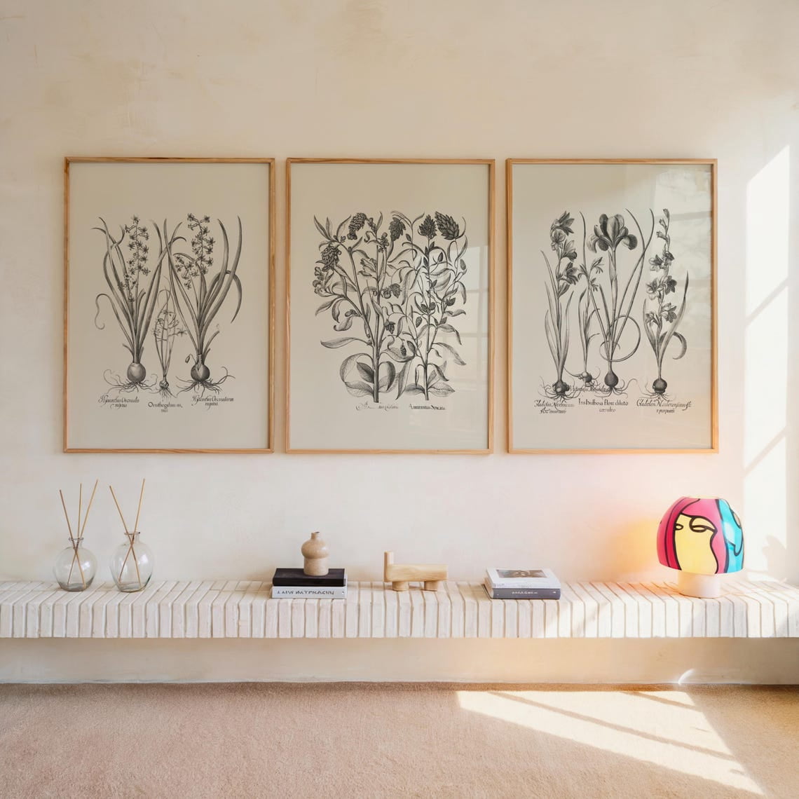 UNFFRAMED Floral Botanical Drawing Set, Vintage Floral Sketch Art ...