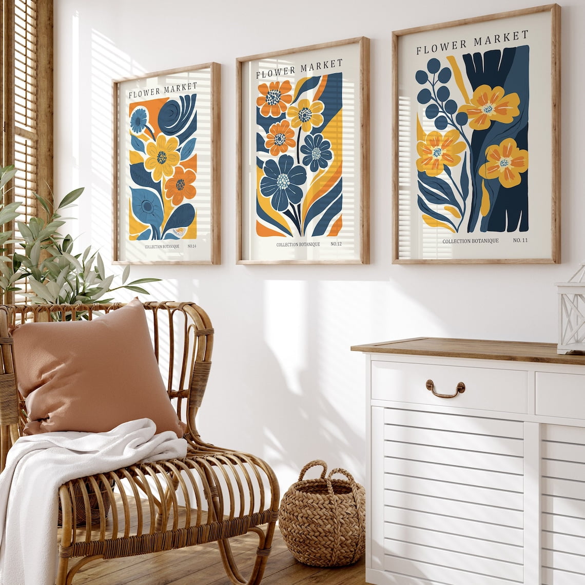 UNFFRAMED Flower Wall Art Set, Flower Market Prints, Abstract Flower ...