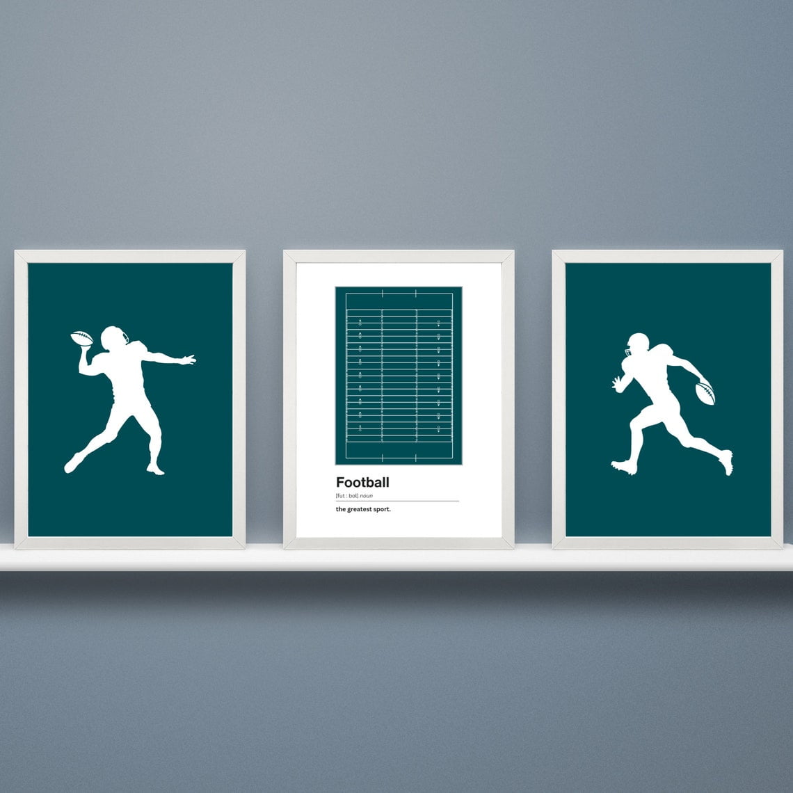 UNFFRAMED Football Prints Set, Minimalist Sports Art Set 3 Prints 20x30 ...