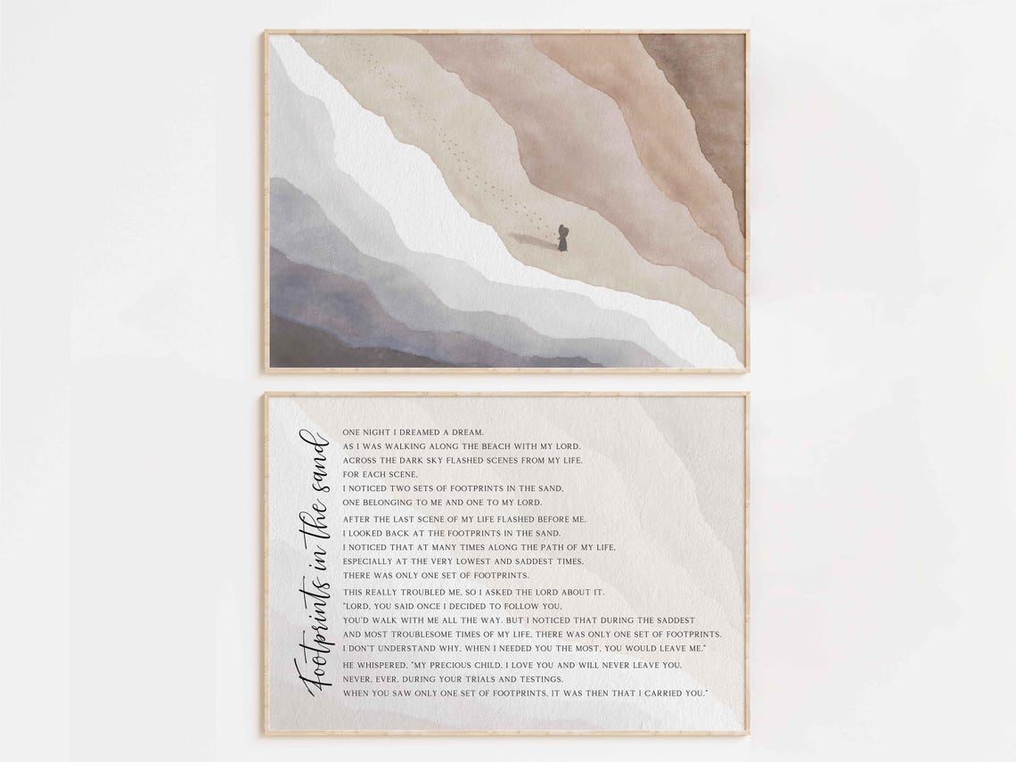 UNFFRAMED Footprints in the sand poem Christian wall art Poster ...