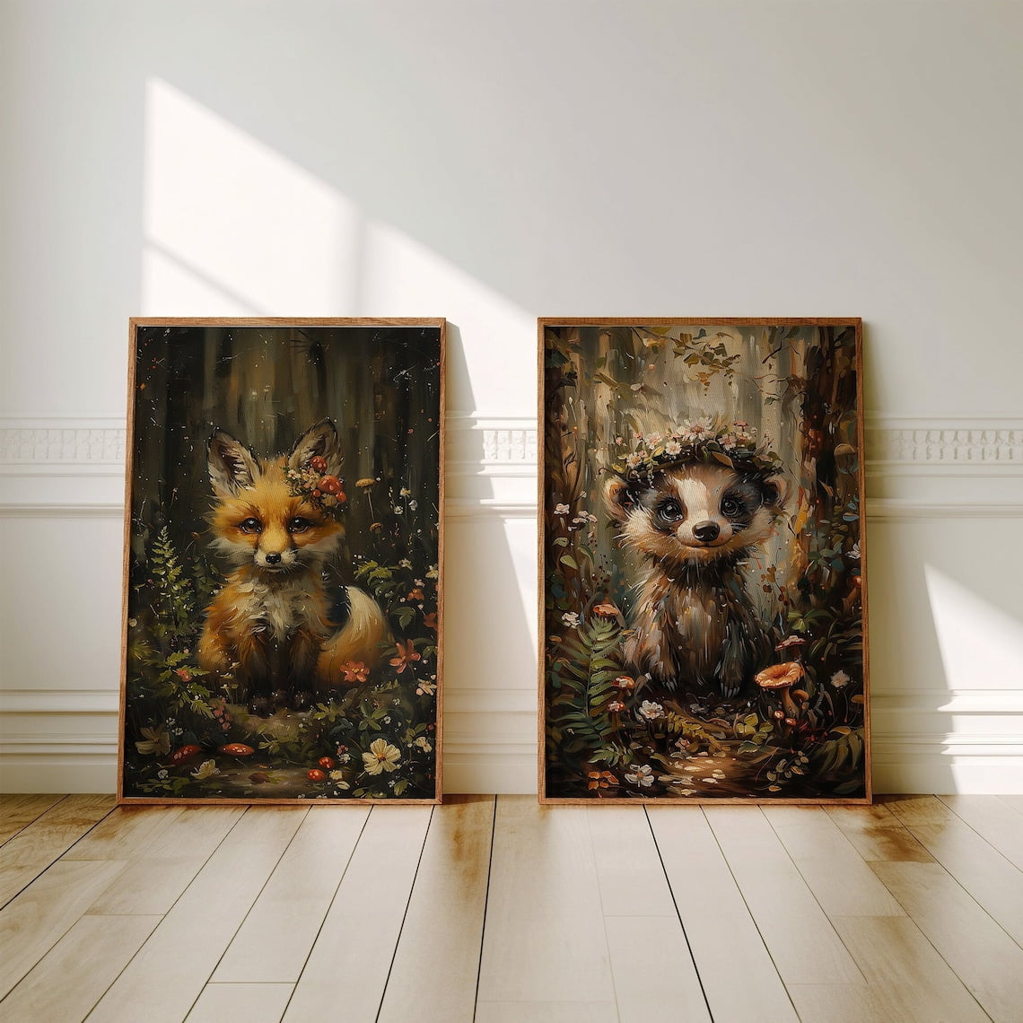 UNFFRAMED Forest Animal Poster Set Baby Woodland Animal Wall Art Set ...