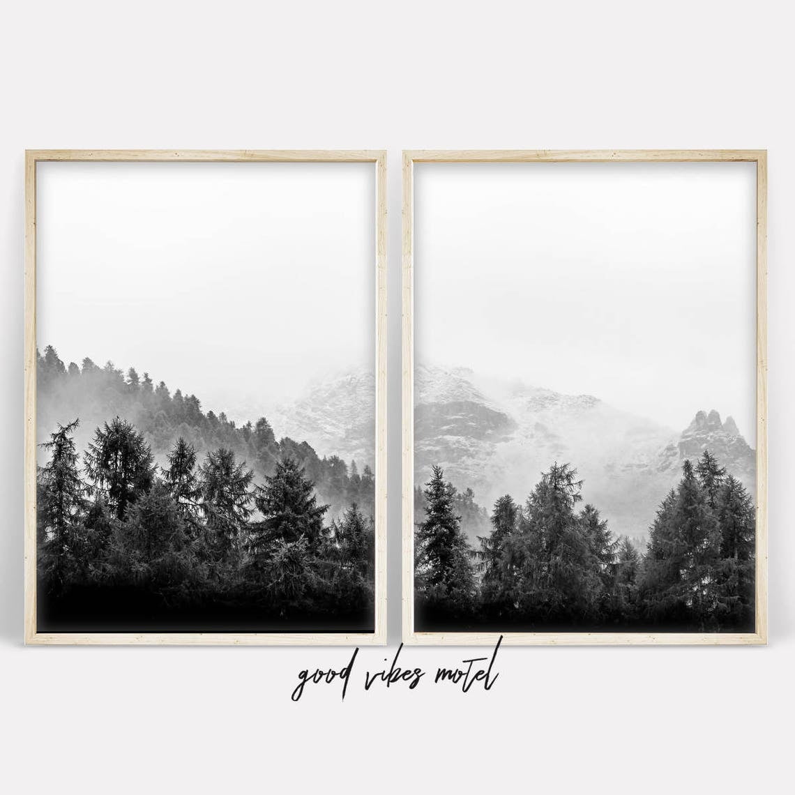 UNFFRAMED Forest Wall Art Poster, Scandi Poster, Black And White ...
