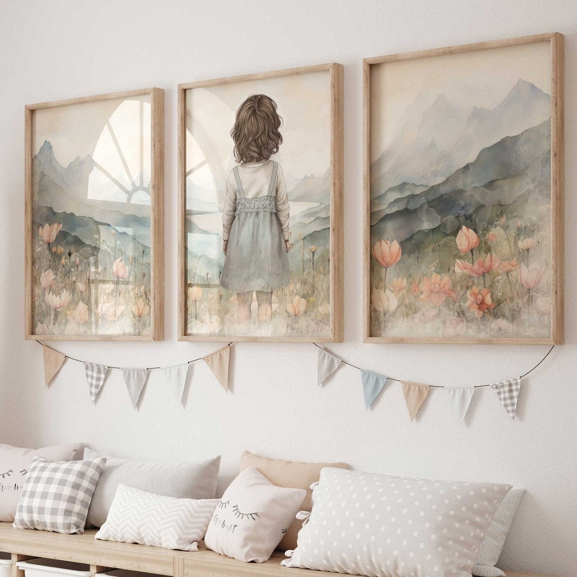 Luvia Girl'S Adventure Nursery Room, Set Of 3 Wildflower Nursery Art ...