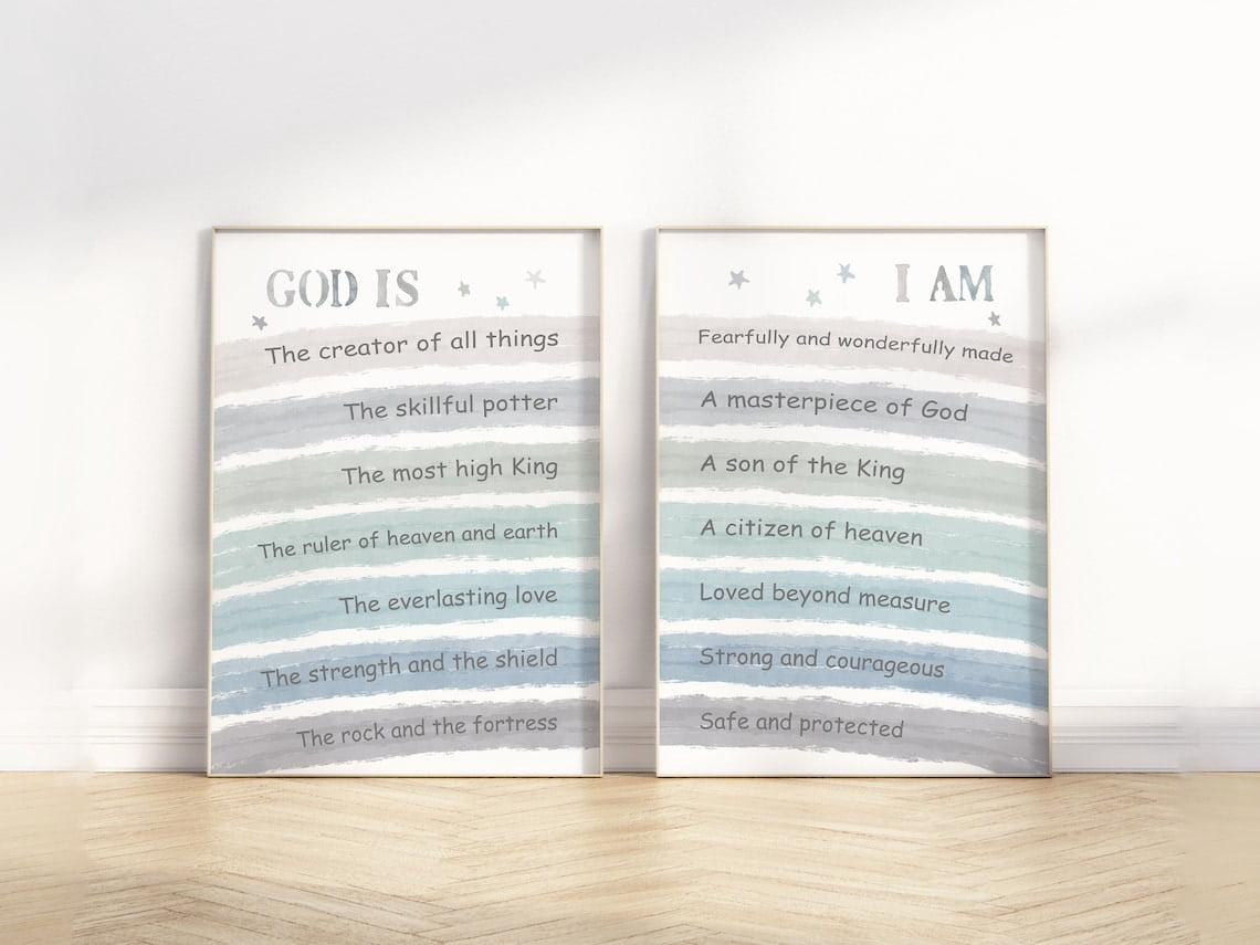 UNFFRAMED God Is & I Am Christian Positive Affirmation Wall Art ...