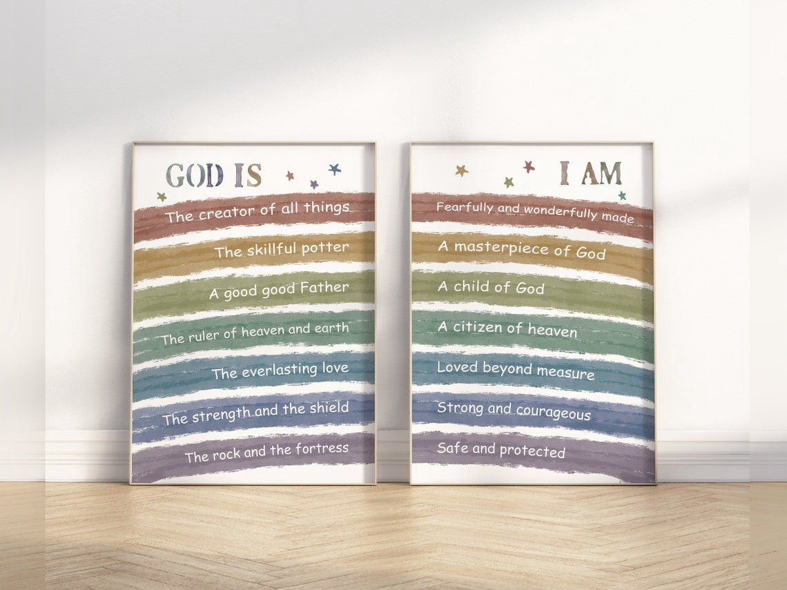UNFFRAMED God Is & I Am Christian Positive Affirmation Wall Art ...