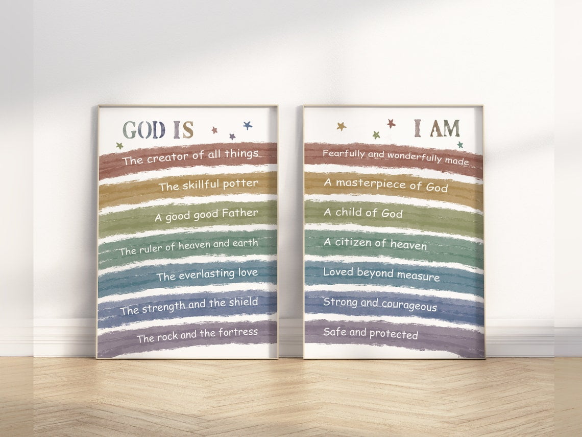 UNFFRAMED God Is & I Am Christian Positive Affirmation Wall Art ...