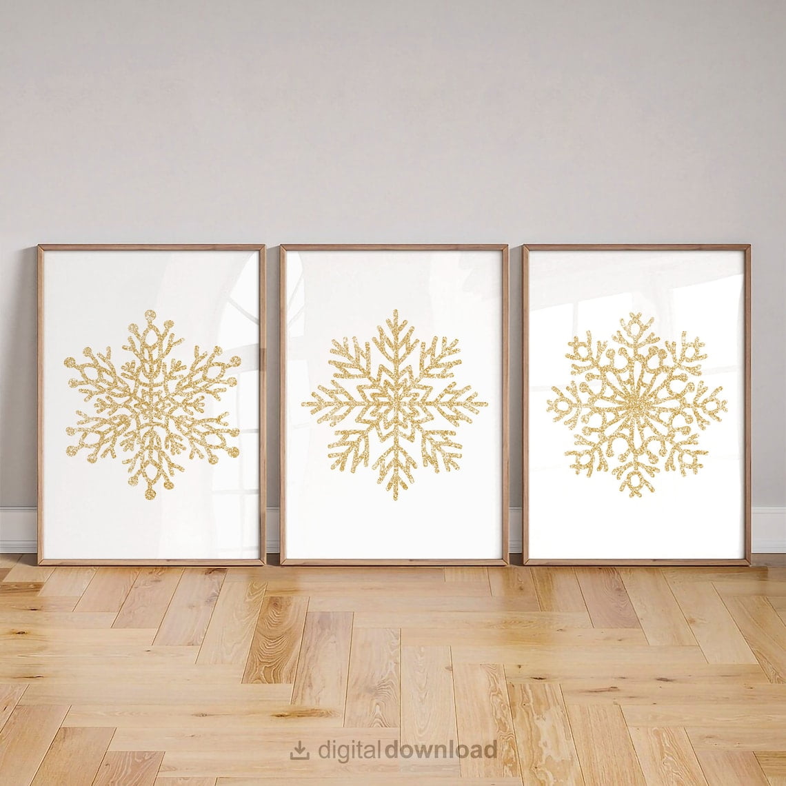 UNFFRAMED Gold Snowflake Wall Decor Posters,Home Decor Xmax Wall Art ...