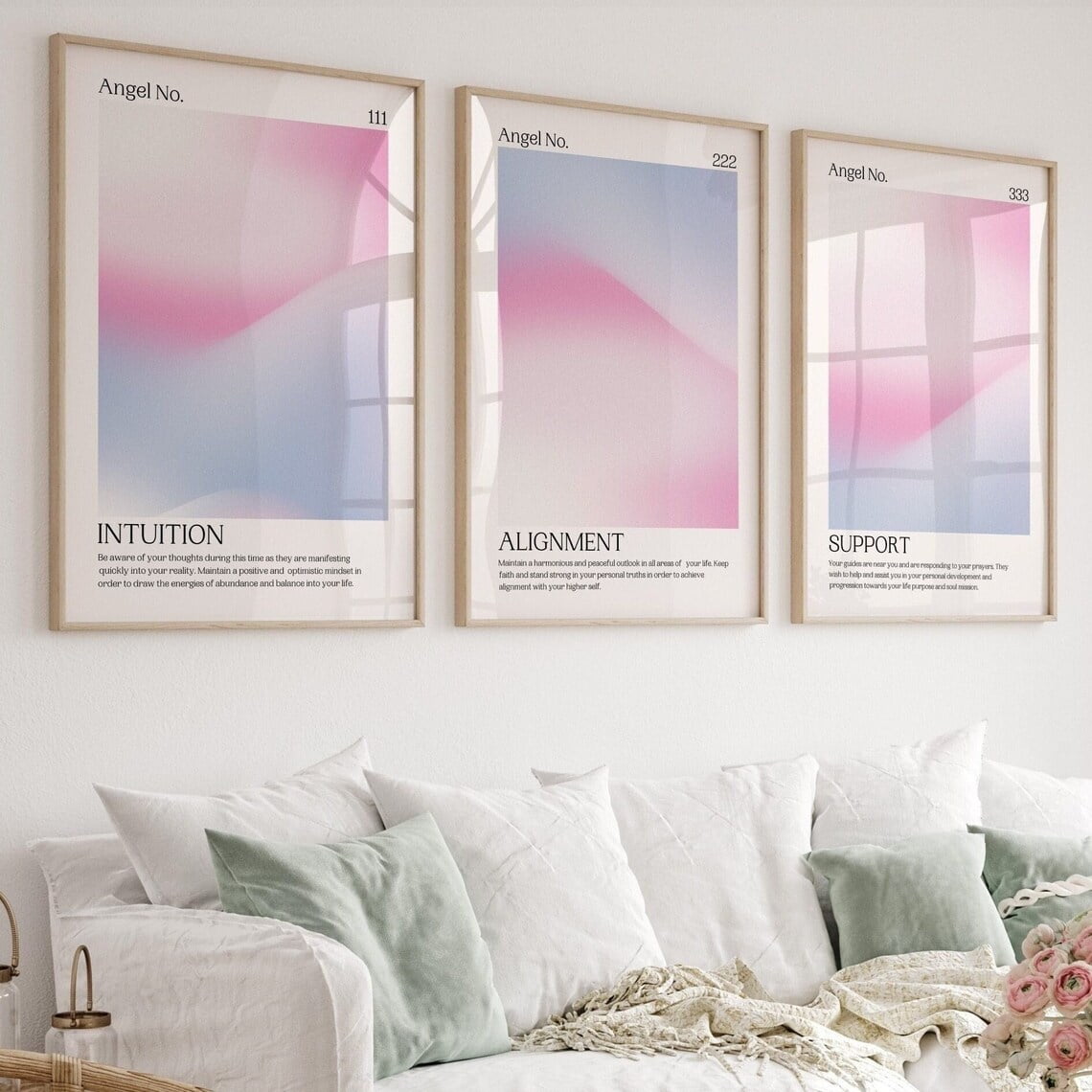 UNFFRAMED Gradient Aura Poster Set, Angel Number Gallery Wall Art Set 3 ...