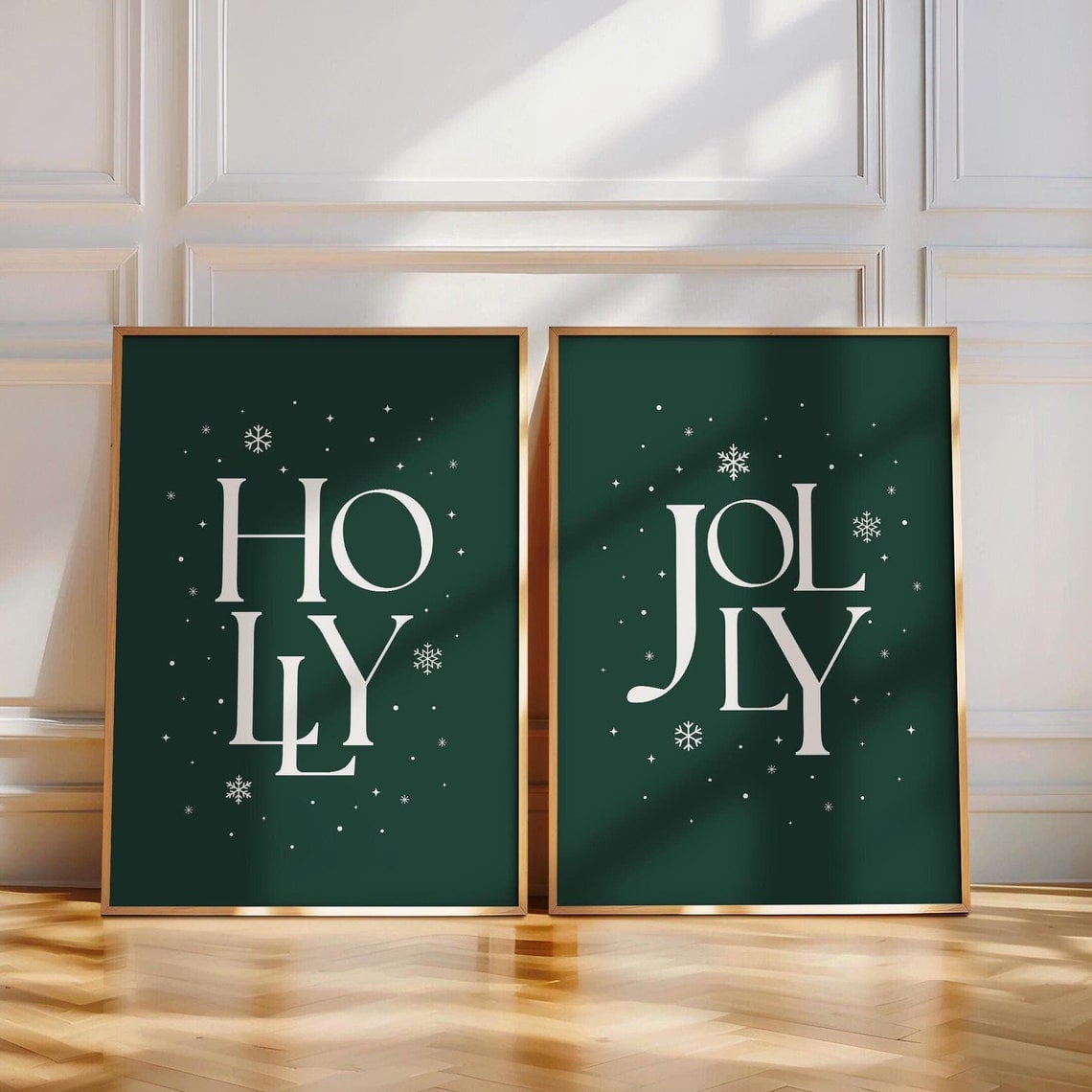 UNFFRAMED Green Holly Jolly Poster, Set Of 2 Wall Art , Home Decor ...
