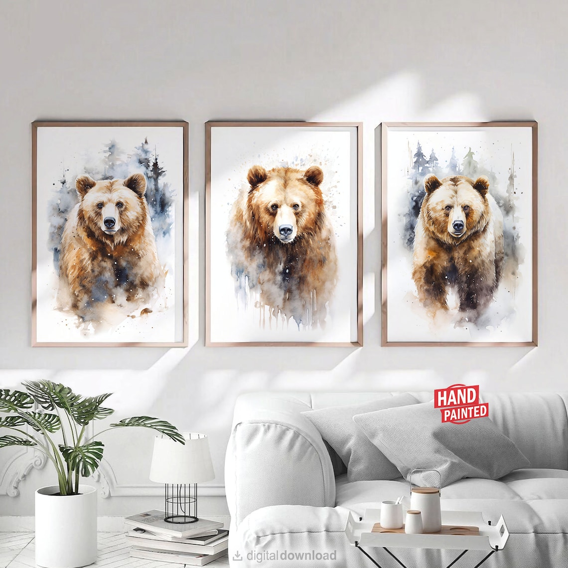 UNFFRAMED Grizzly Bear Posters Set Of 3 For Bedroom Wall Decor Living ...