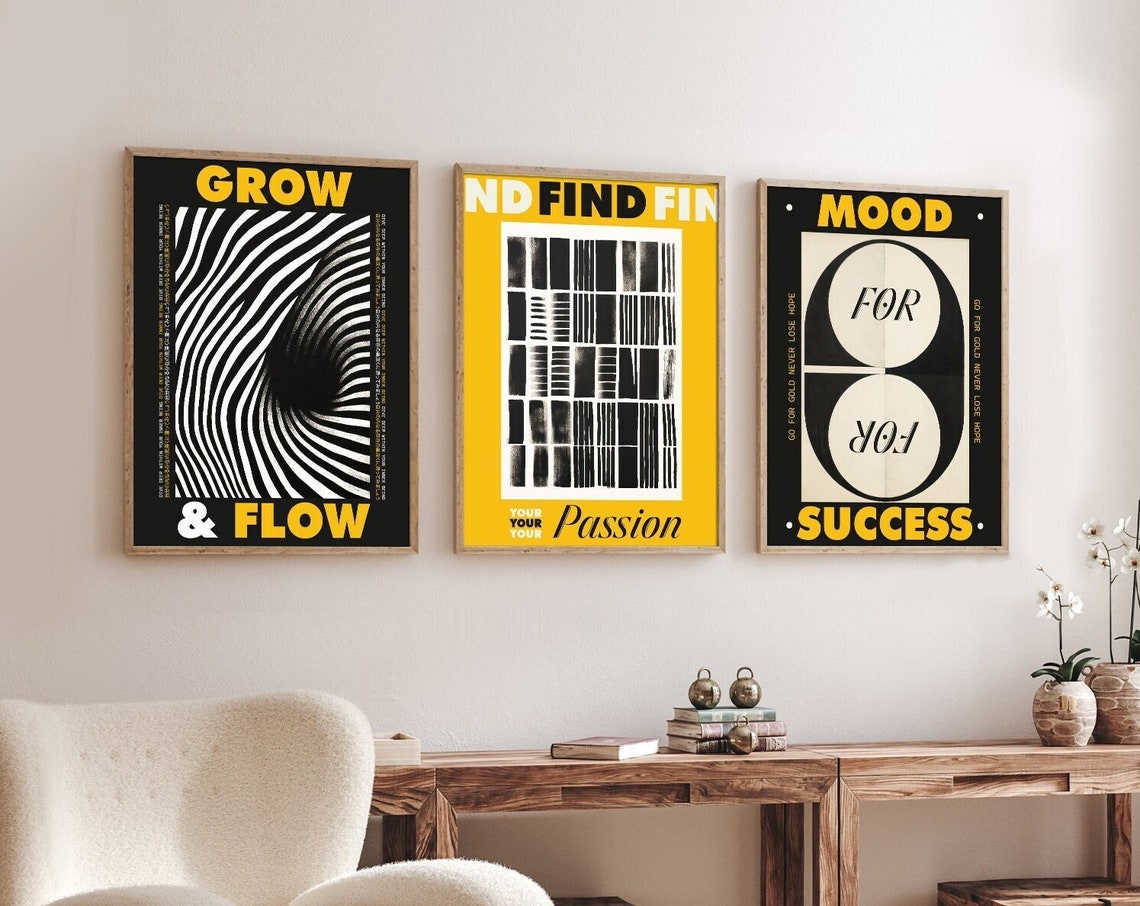 UNFFRAMED Growth Mindset Set Of 3 Posters - Positivity Art Illustation ...