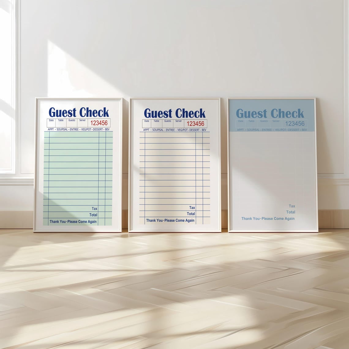 Luvia Guest Check Poster, Set Of 3 Guest Check Print, Kitchen Art ...