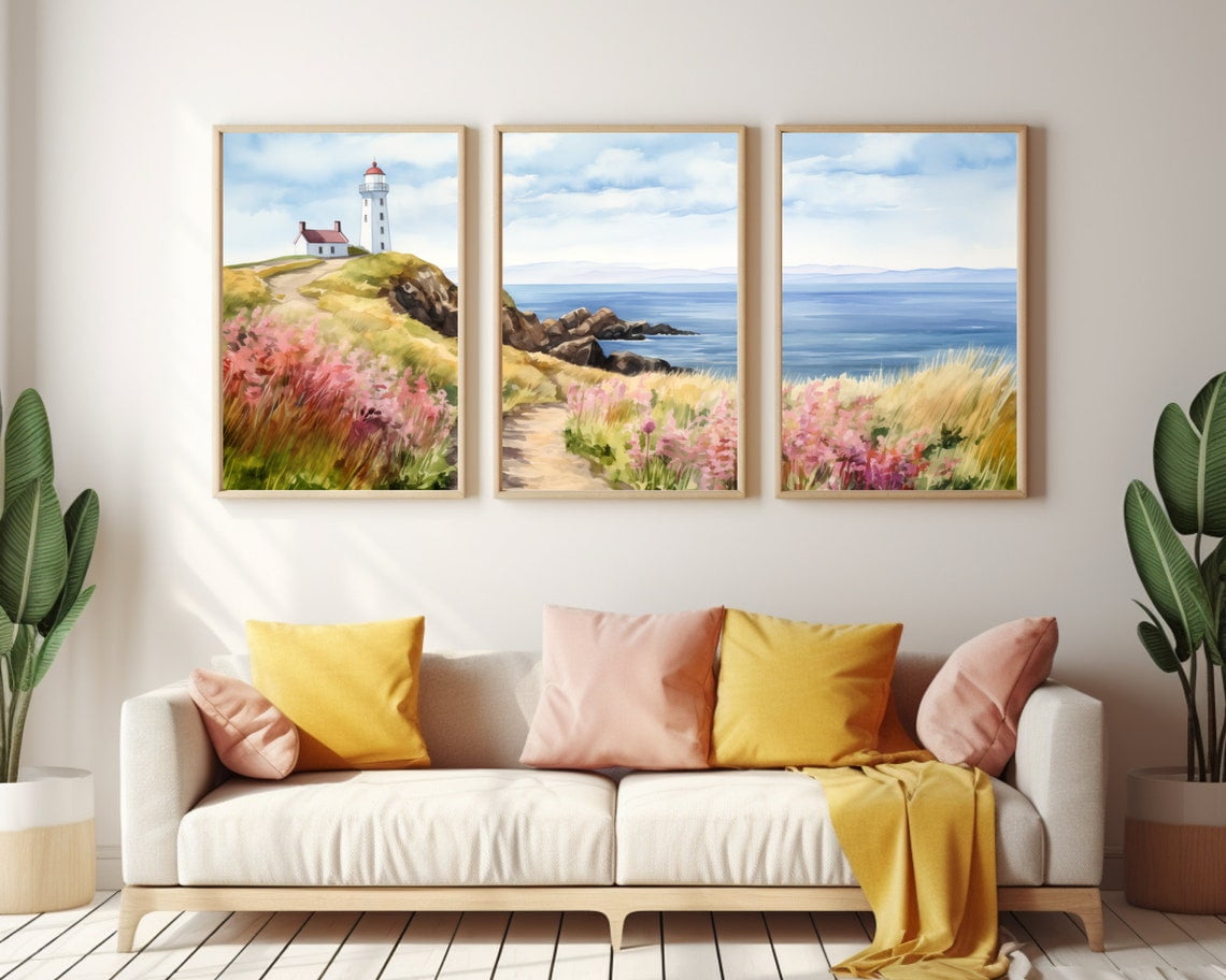UNFFRAMED Howth Ireland Poster Set Of 3, Coastal Lighthouse Wall Art ...
