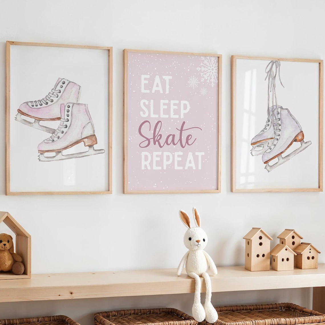 UNFFRAMED Ice Skating Wall Art Set Of 3, Figure Skating Poster, Eat ...