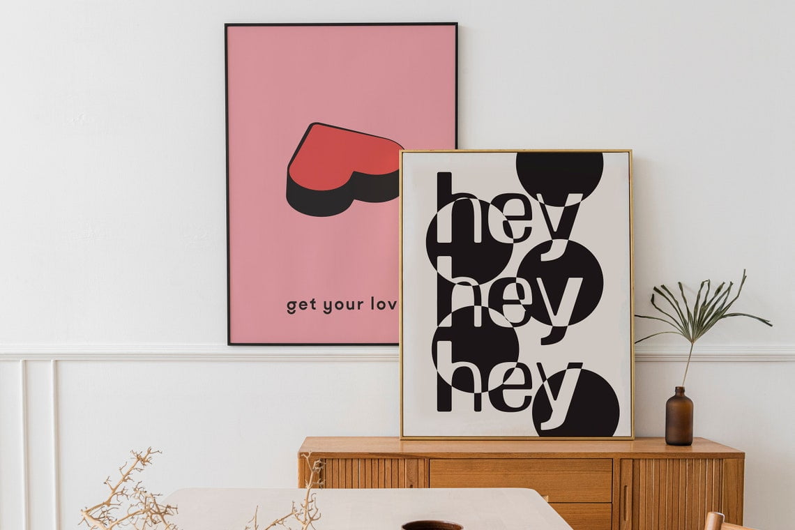 UNFFRAMED Illustration Poster, Geometric, Gallery Wall Art Set, Quote ...