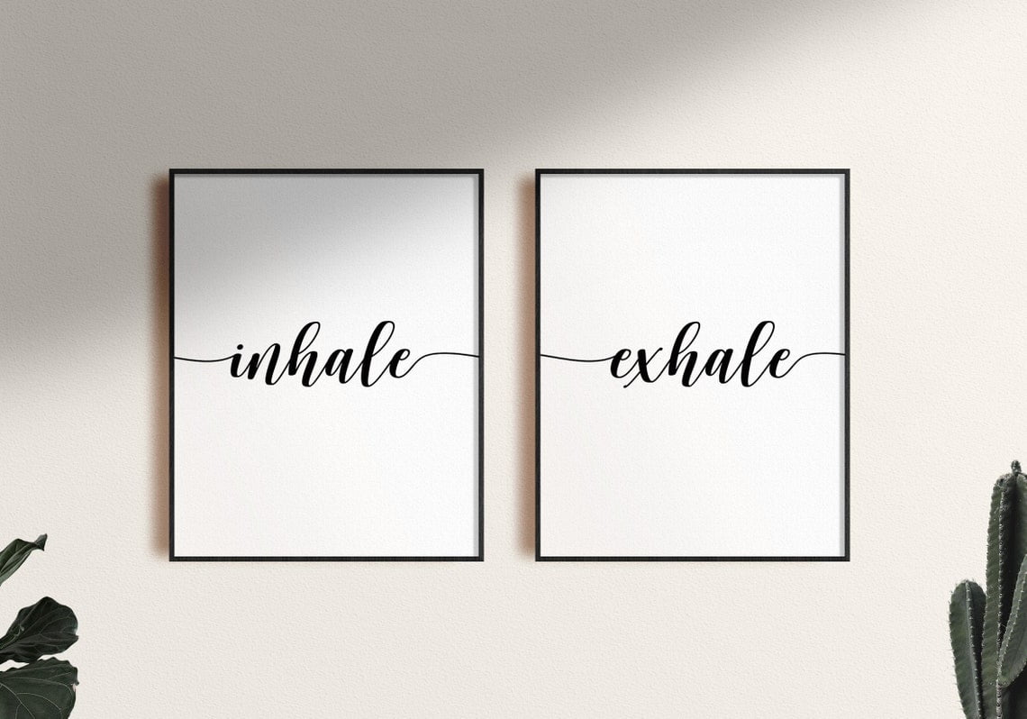 UNFFRAMED Inhale Exhale Poster, Inhale Exhale Posters, Set, Minimal ...