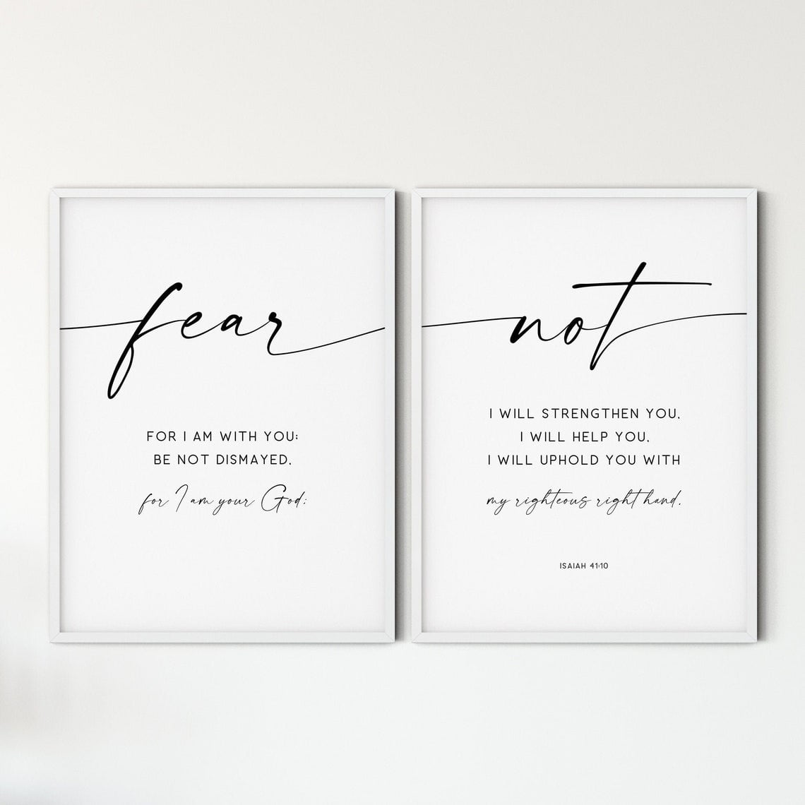 UNFFRAMED Isaiah 41,10 Bible Verse Wall Art Set Of 2 Prints Modern ...
