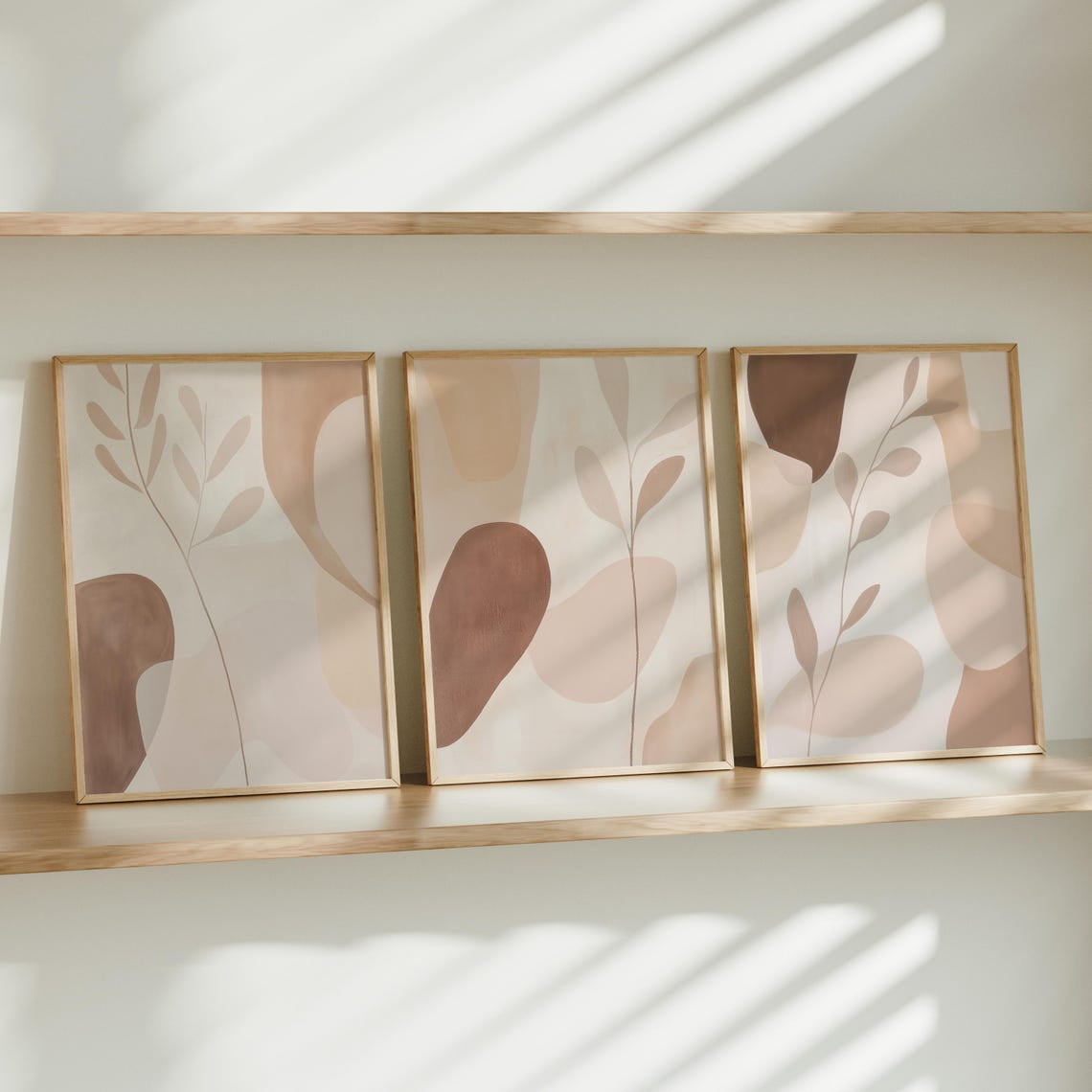 UNFFRAMED Japandi Wall Art Set, Beige Abstract Posters, Minimalist Home ...