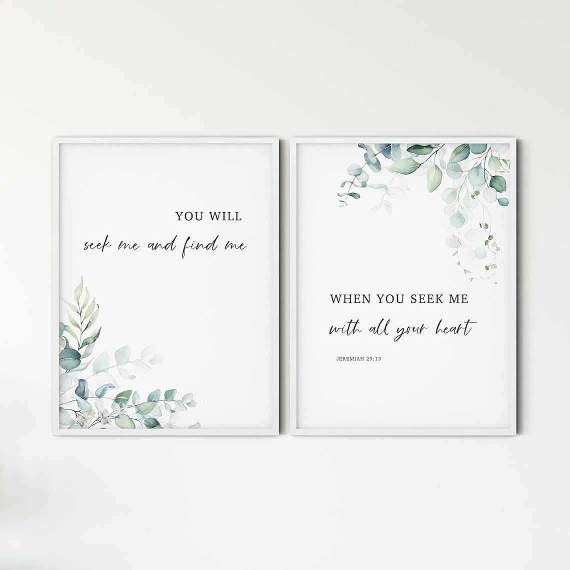 UNFFRAMED Jeremiah 29,13 Bible Verse Wall Art, Wall Art, Set Of 2 ...