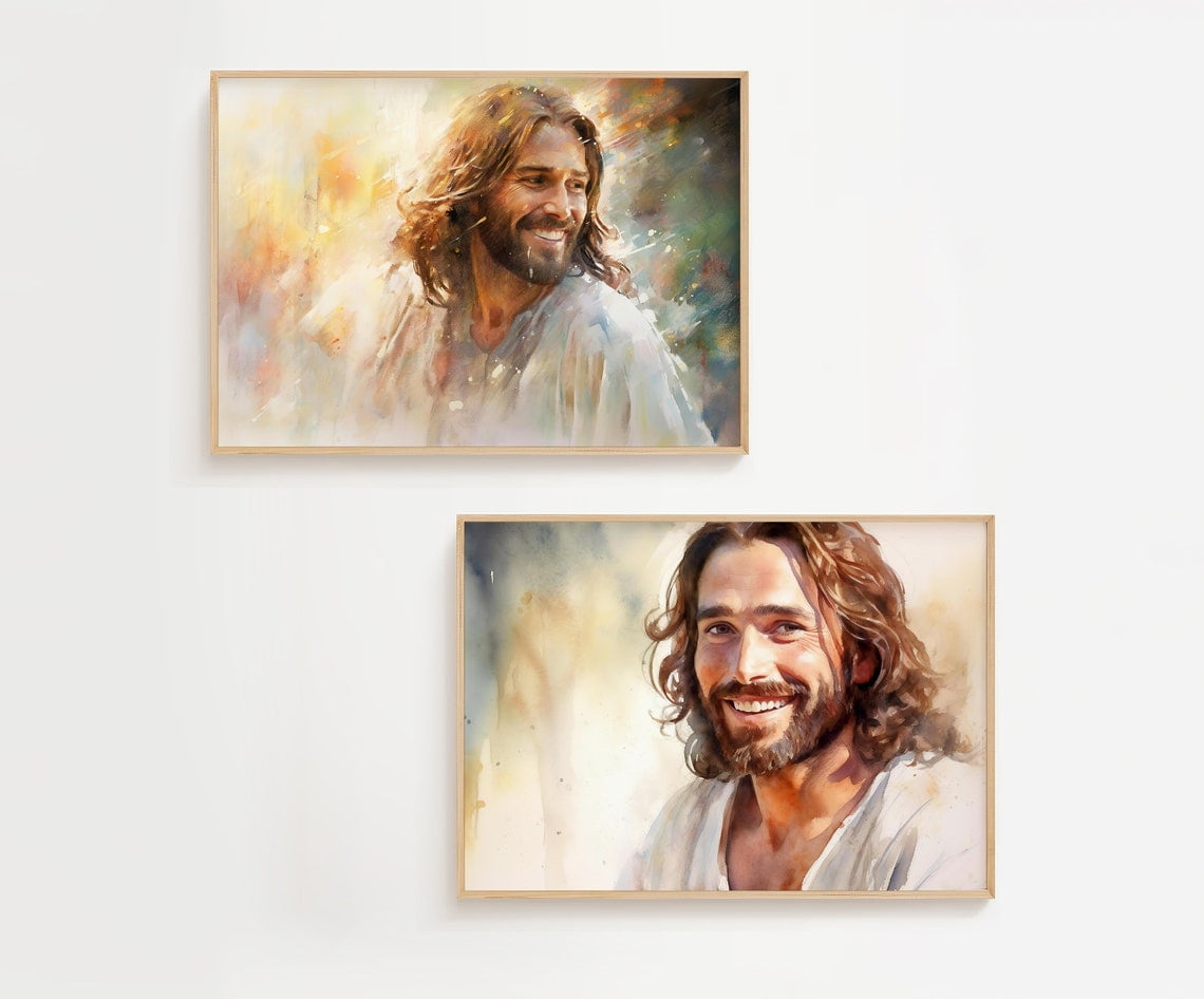 UNFFRAMED Jesus Christ Portrait Art Posters, Set Of 2 Set 2 Prints ...