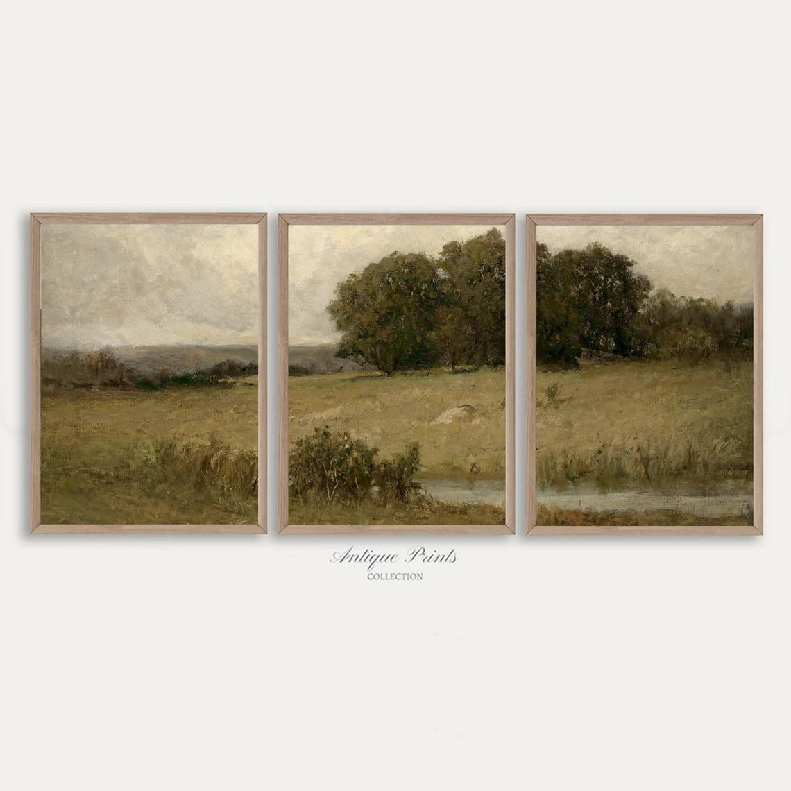 UNFFRAMED Landscape 3 Pieces Wall Art, Vintage Moody Country, Rustic ...