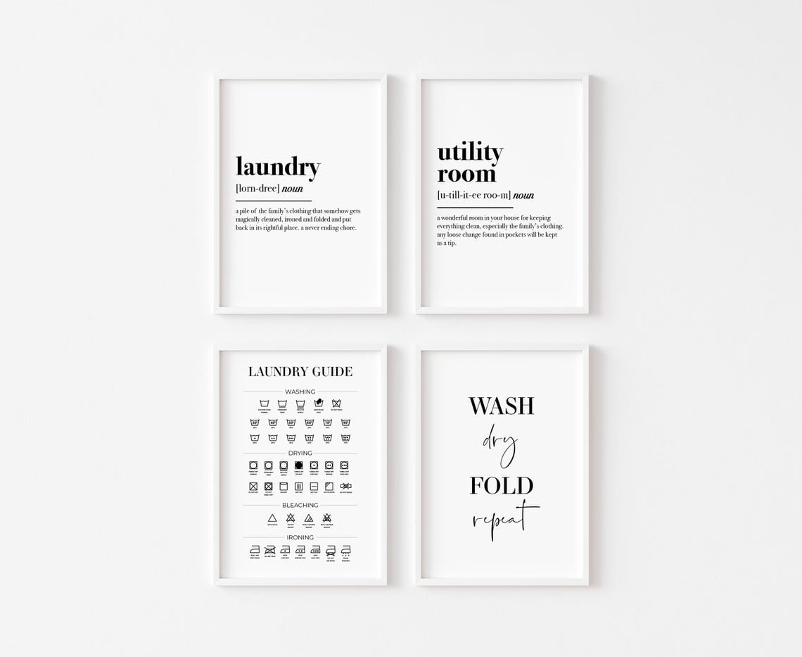 UNFFRAMED Laundry Prints, Utility Room Definition Wall Art, Laundry ...
