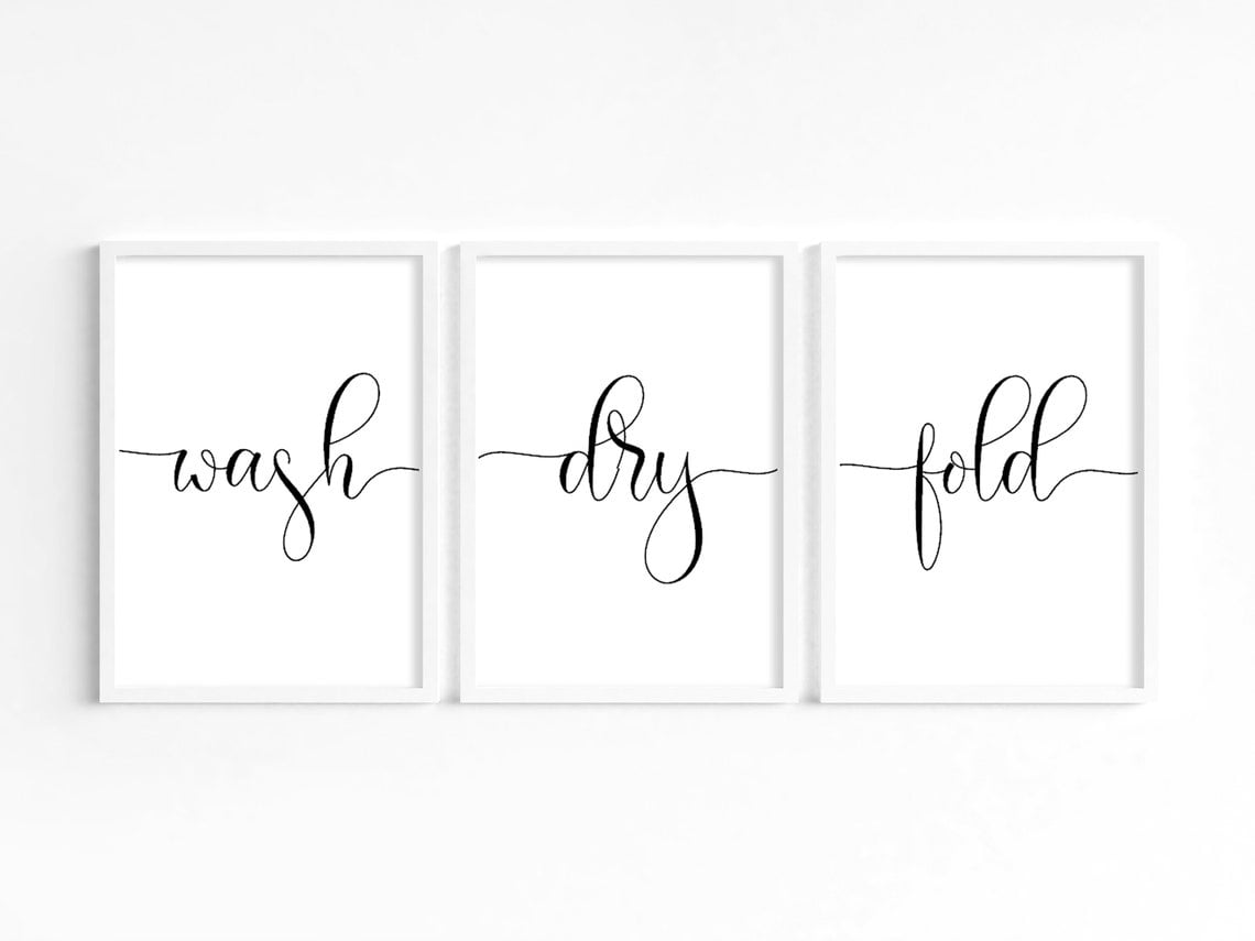 UNFFRAMED Laundry Room Posters, Wash Dry Foldet Utility Decor ...