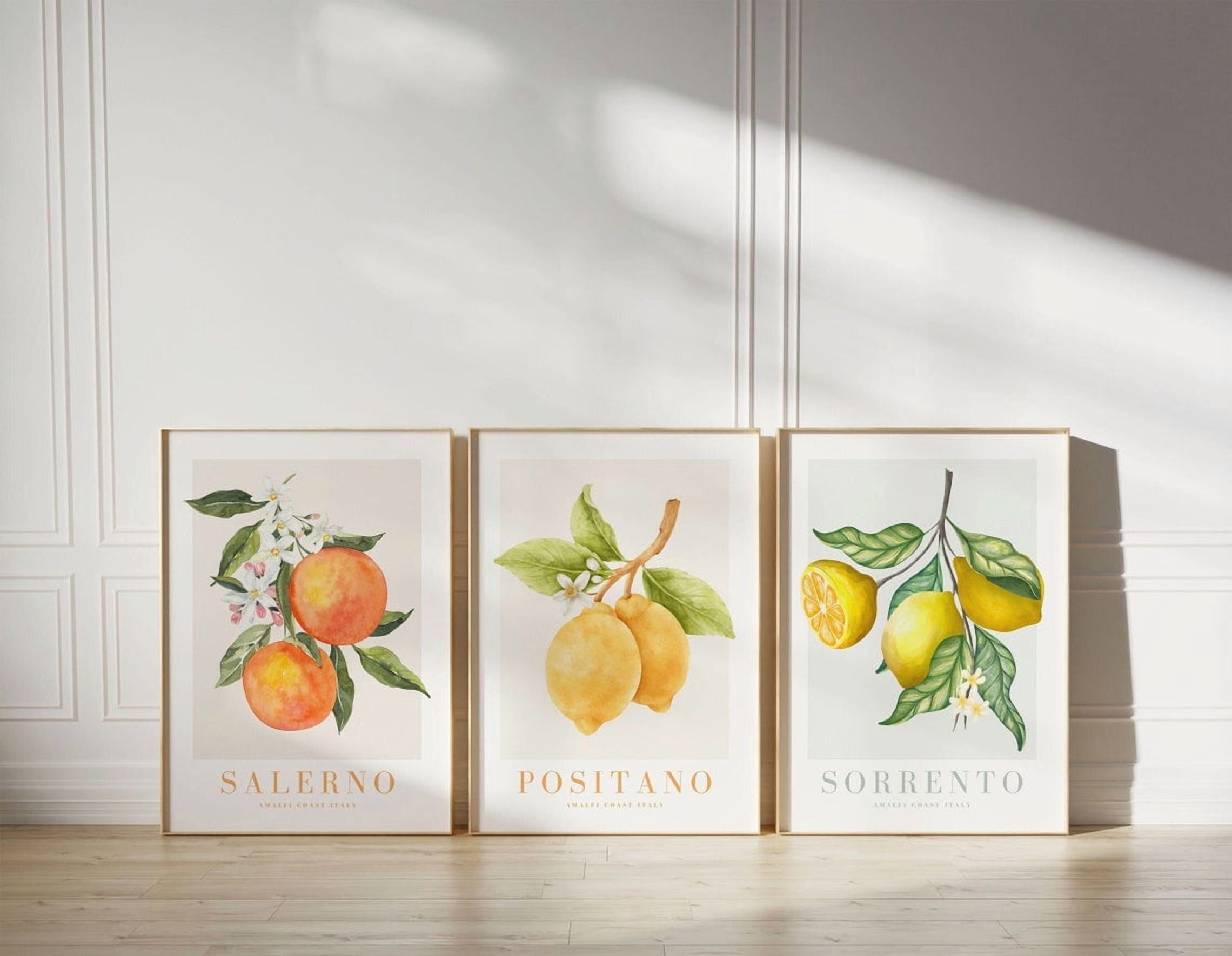 Luvia Lemons And Orange Print Set Of 3, Fruitcitrus Print, Lemon Branch ...