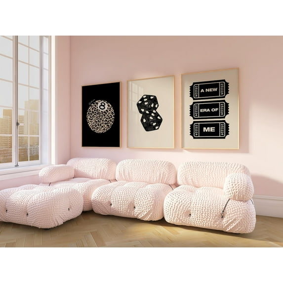 UNFFRAMED Leopard Wall Art Set, Retro Black And White Prints, Dice 8 ...