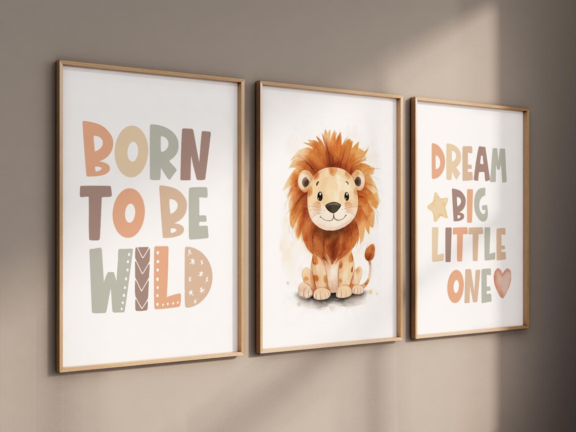 UNFFRAMED Lion Prints, Lion Nursery, Safari Animal Wall Art, Lion ...