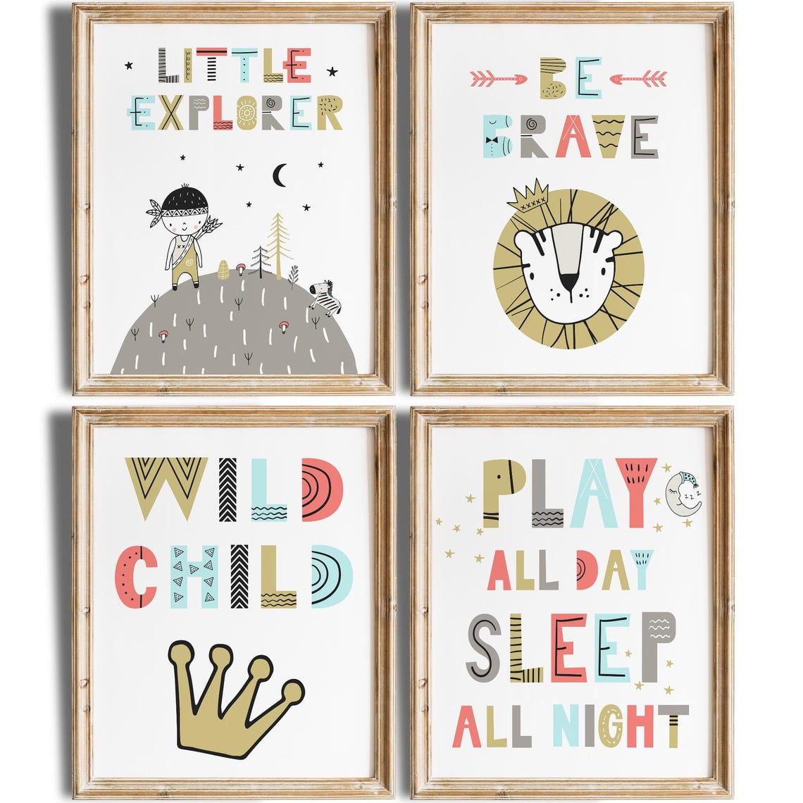 UNFFRAMED Little Explorer Art Posters Set Vintage Nursery Wall Decor ...