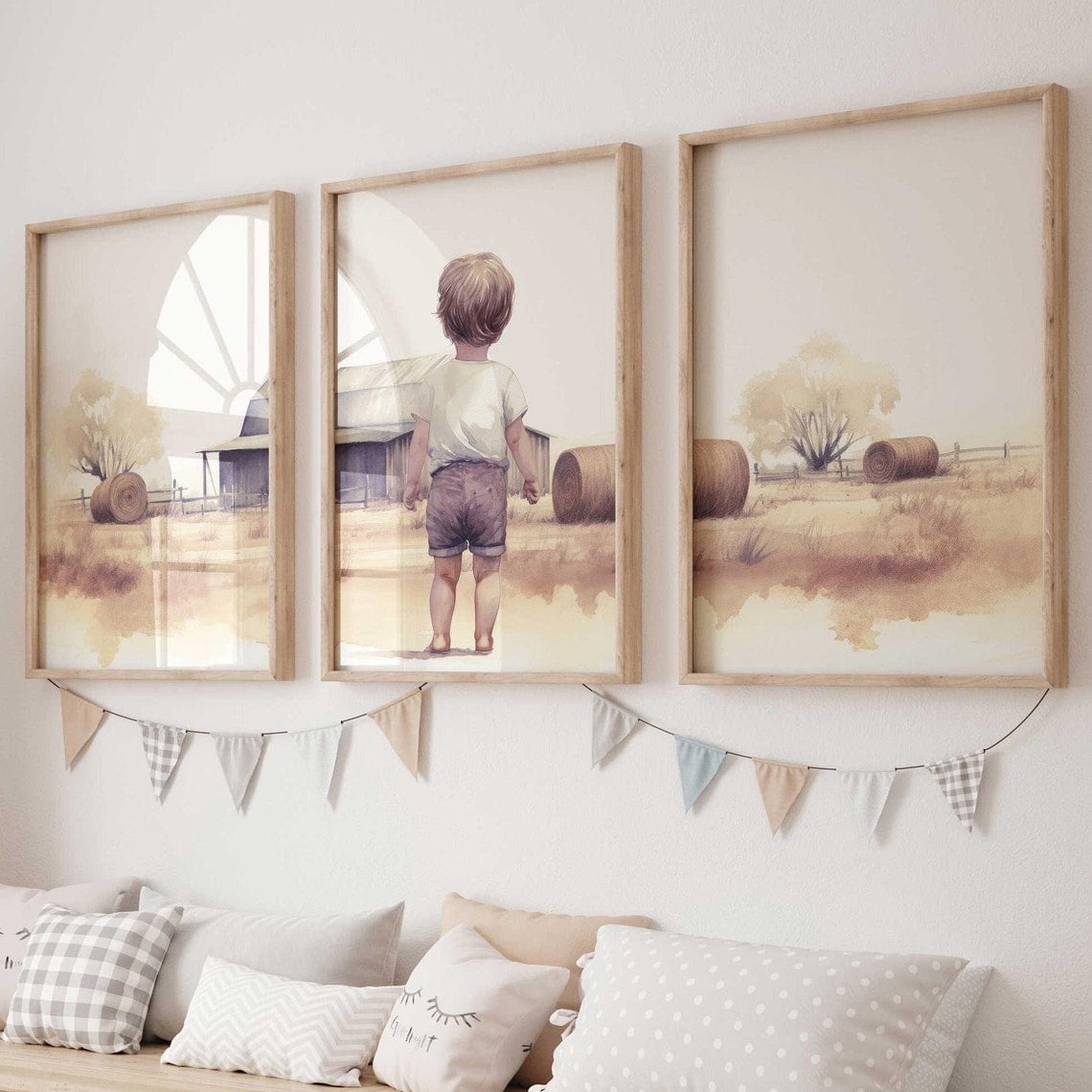 Luvia Little Farm Boy Print Set Of 3, Farmhouse Nursery Decor ...