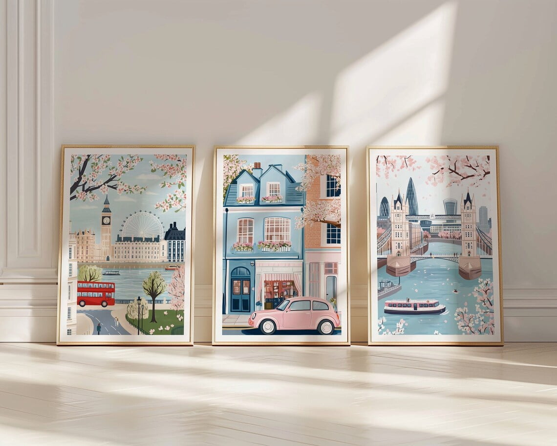UNFFRAMED London Art Posters, Set, London Posters, London Wall Art ...