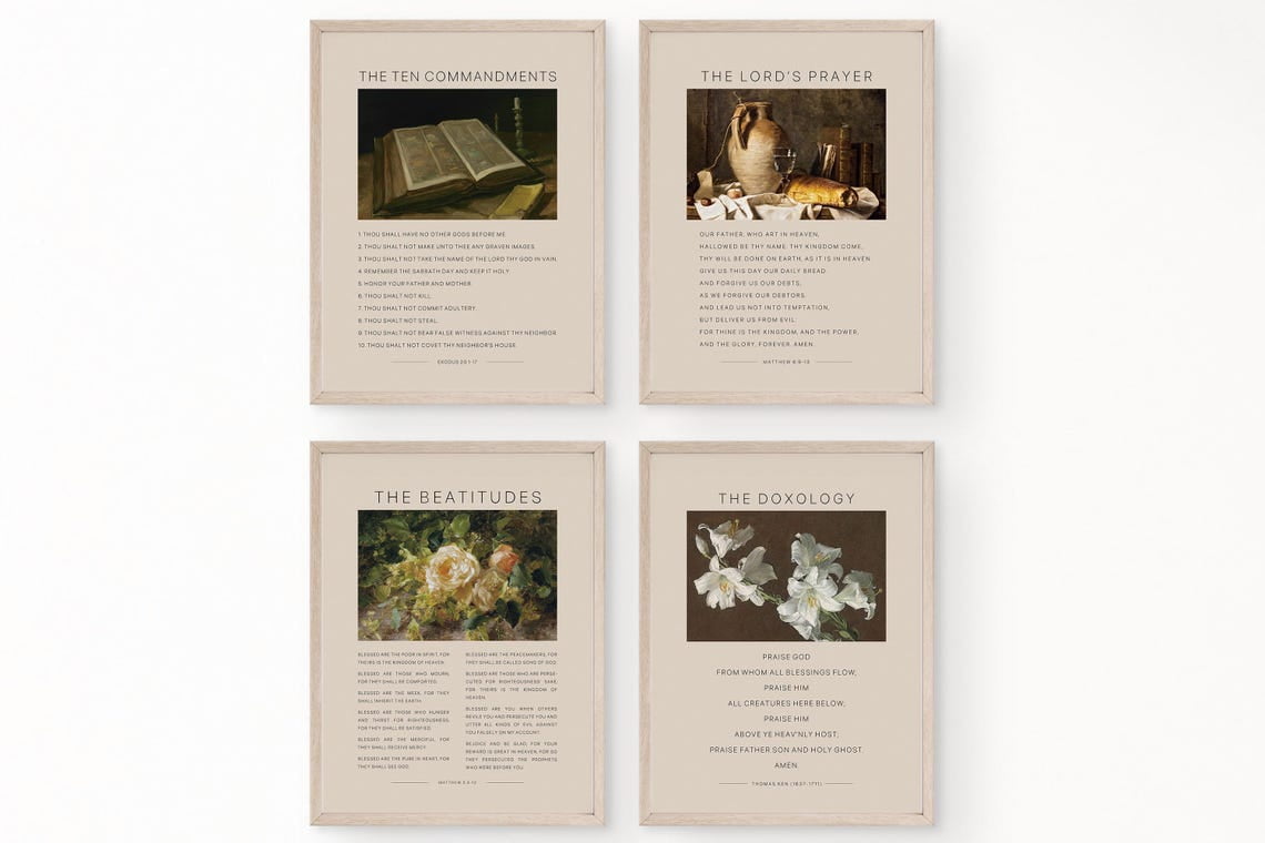 UNFFRAMED The Lord'S Prayer, Beatitudes, Ten Commandments, Doxology ...
