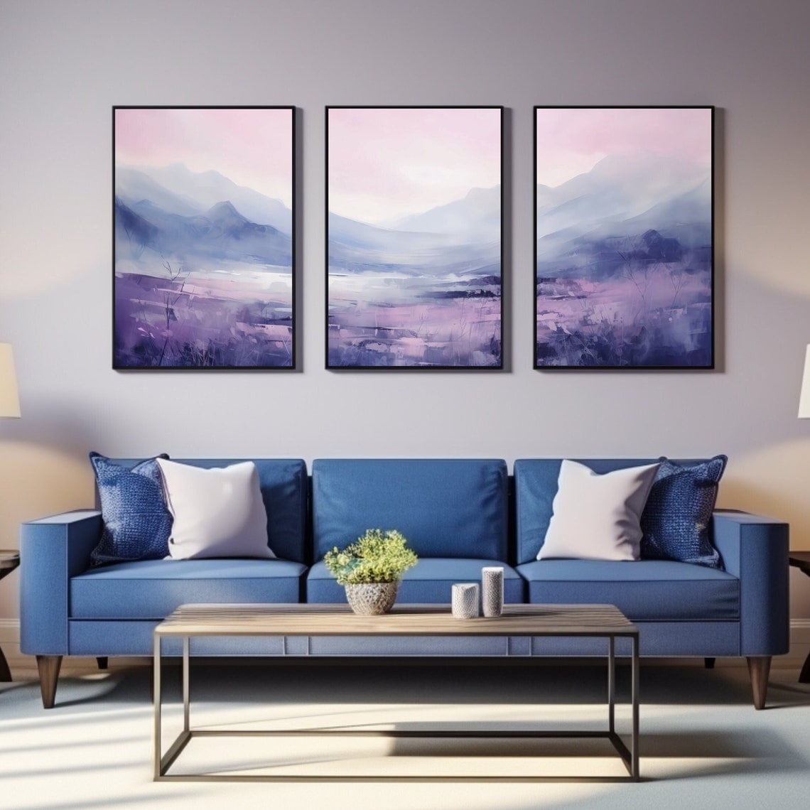 UNFFRAMED Luvia Abstract Landscape Triptych Poster Set of 3 Dreamy ...