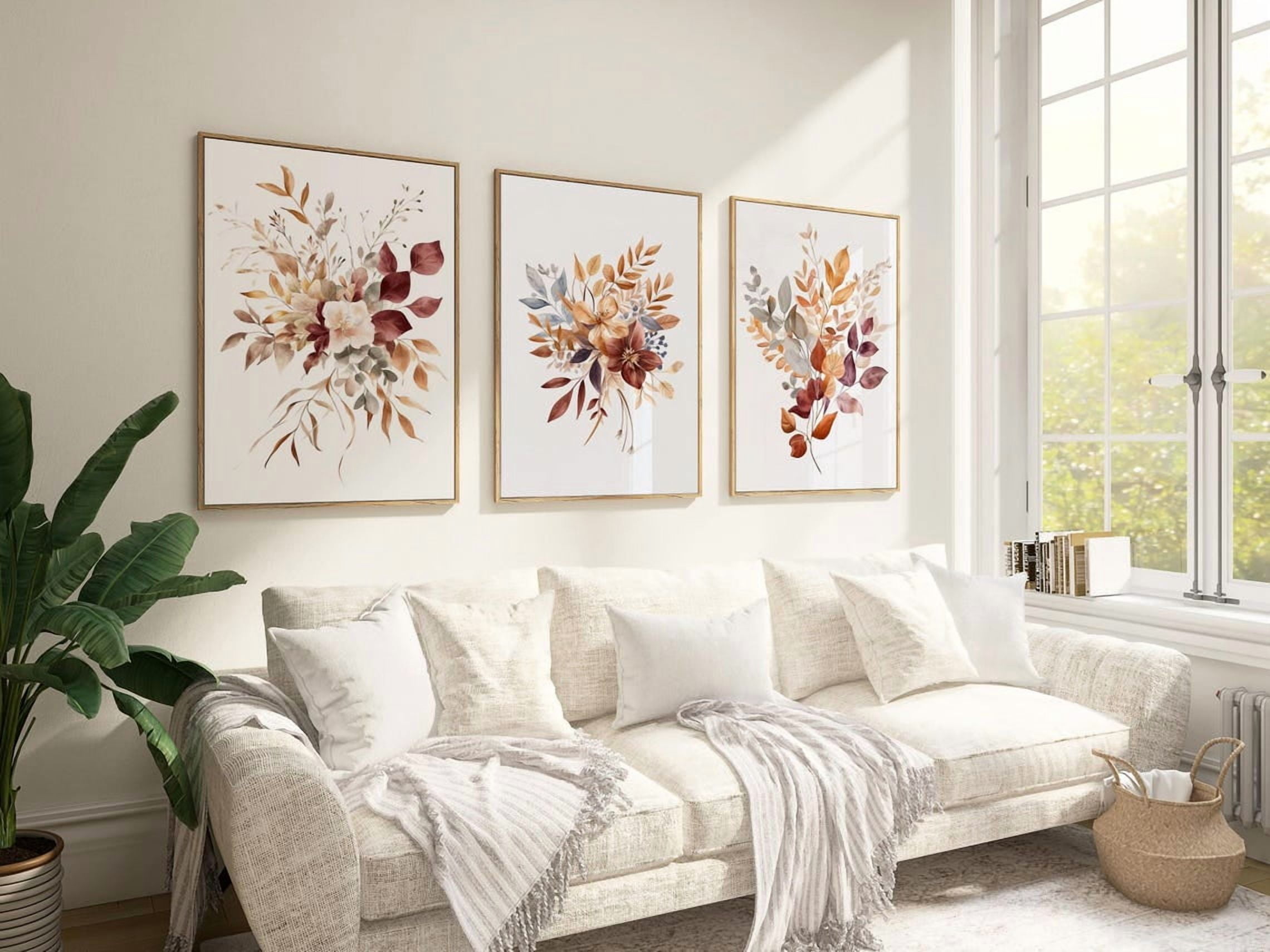 UNFFRAMED Luvia Autumn Botanical Wall Art Set of 3 Modern Minimalist ...