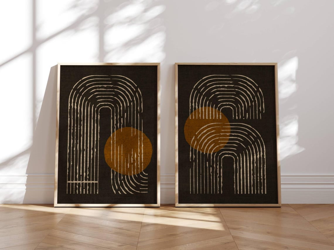 UNFFRAMED Luvia Mid Century Poster Set of 2 Abstract Geometric Arch ...