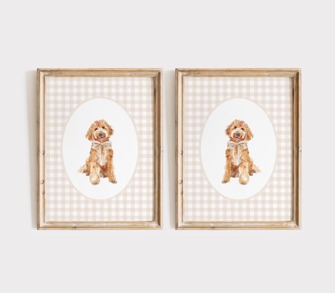 UNFFRAMED Luvia Set of 2 Golden Doodle Nursery Print Set, Dog Print ...