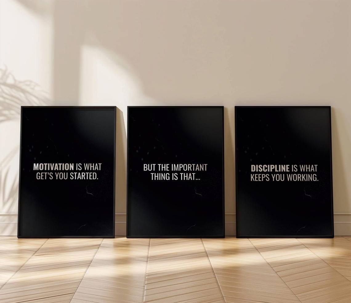 UNFFRAMED Luvia Set of 3 Motivational Wall Art Quote Prints ...