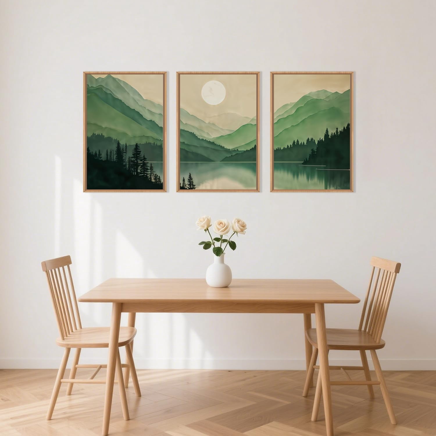 UNFFRAMED Luvia Set of 3 Mountain Poster, Boho Sun Forest Wall Art ...