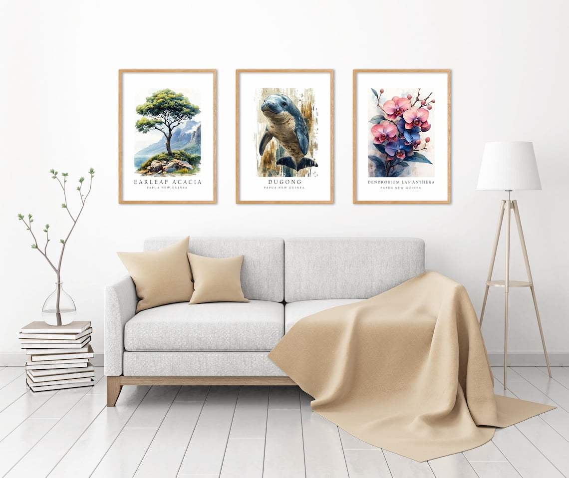 UNFFRAMED Luvia Set of 3 Papua New Guinea National Symbols Poster ...