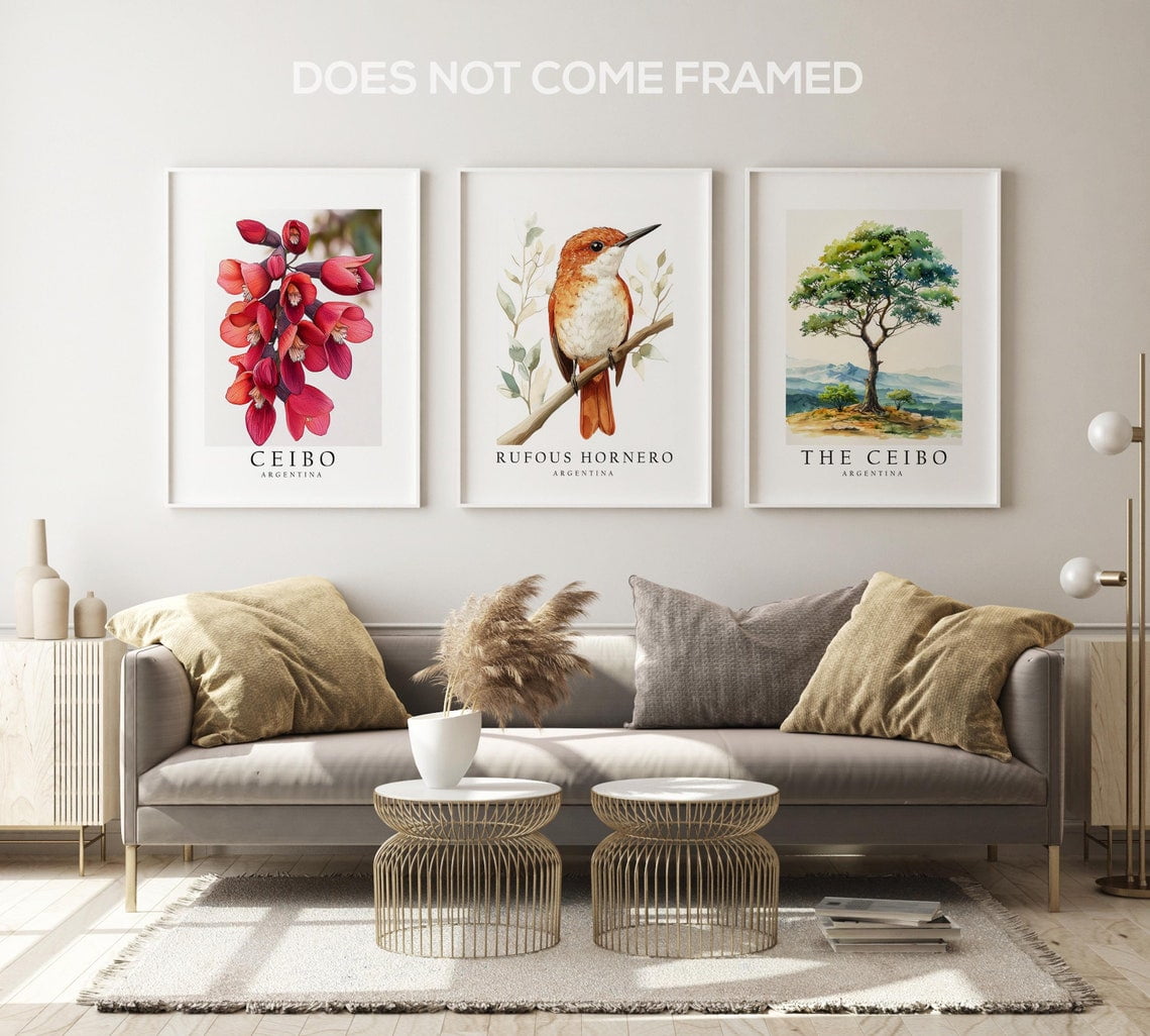 UNFFRAMED Luvia Set of 3 Argentina National Symbols Poster Prints ...